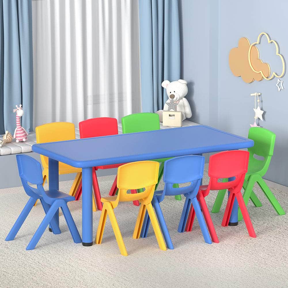 9PCS Kids Table and Chairs Set Children Study Desk Furniture Plastic 8 ...