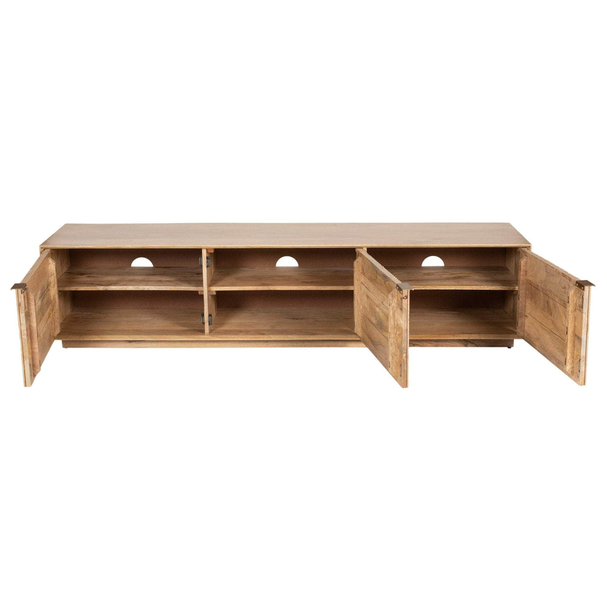 Entertainment Tv Unit 200Cm 3 Door Solid Mango Wood - Natural – Simple ...