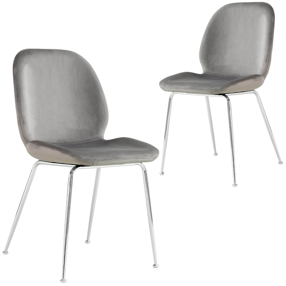 Remy Dining Chair Set of 2 Fabric Seat with Metal Frame - Grey on ...