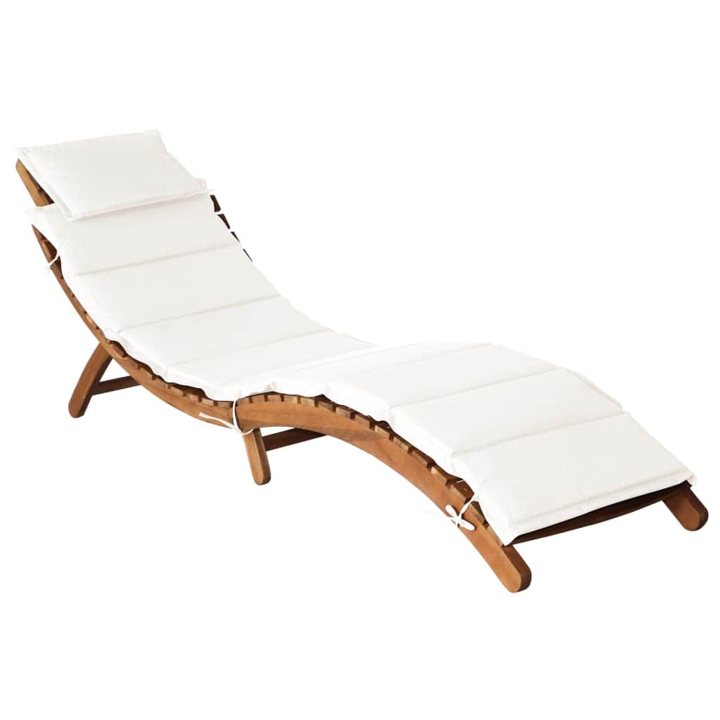 Sun Lounger with Cushion Solid Acacia Wood Cream – Simple deals