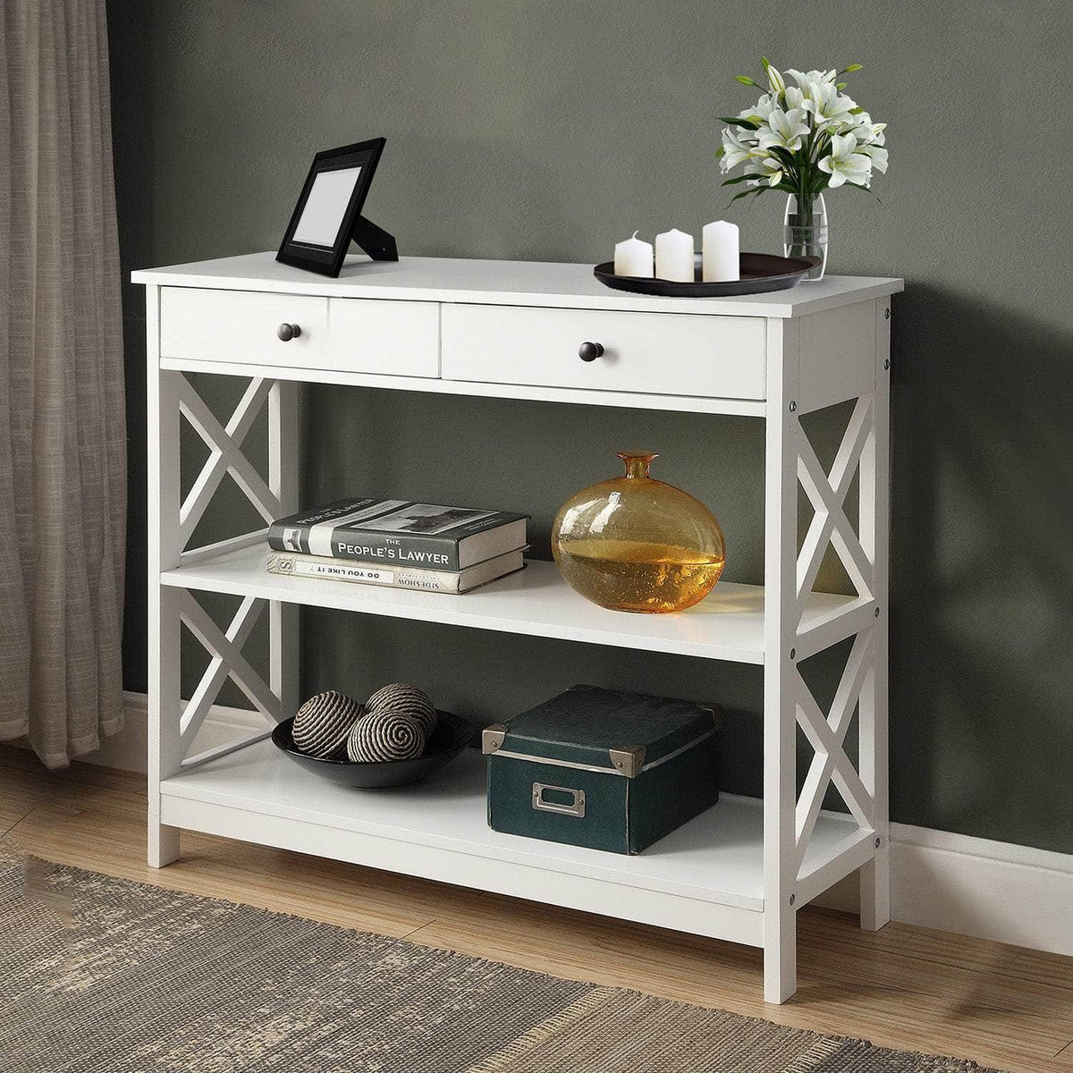 White/Black Cross Console Table for Stylish Spaces – Simple deals