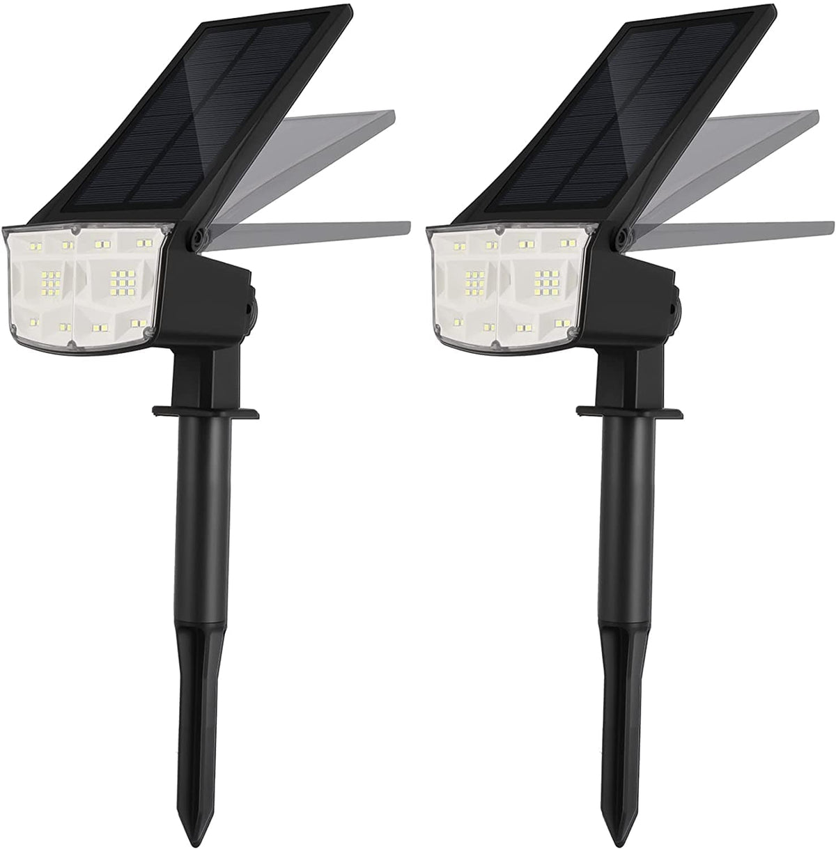 2 Pack 38 LEDs Solar Landscape Spotlights with Adjustable Panel and ...