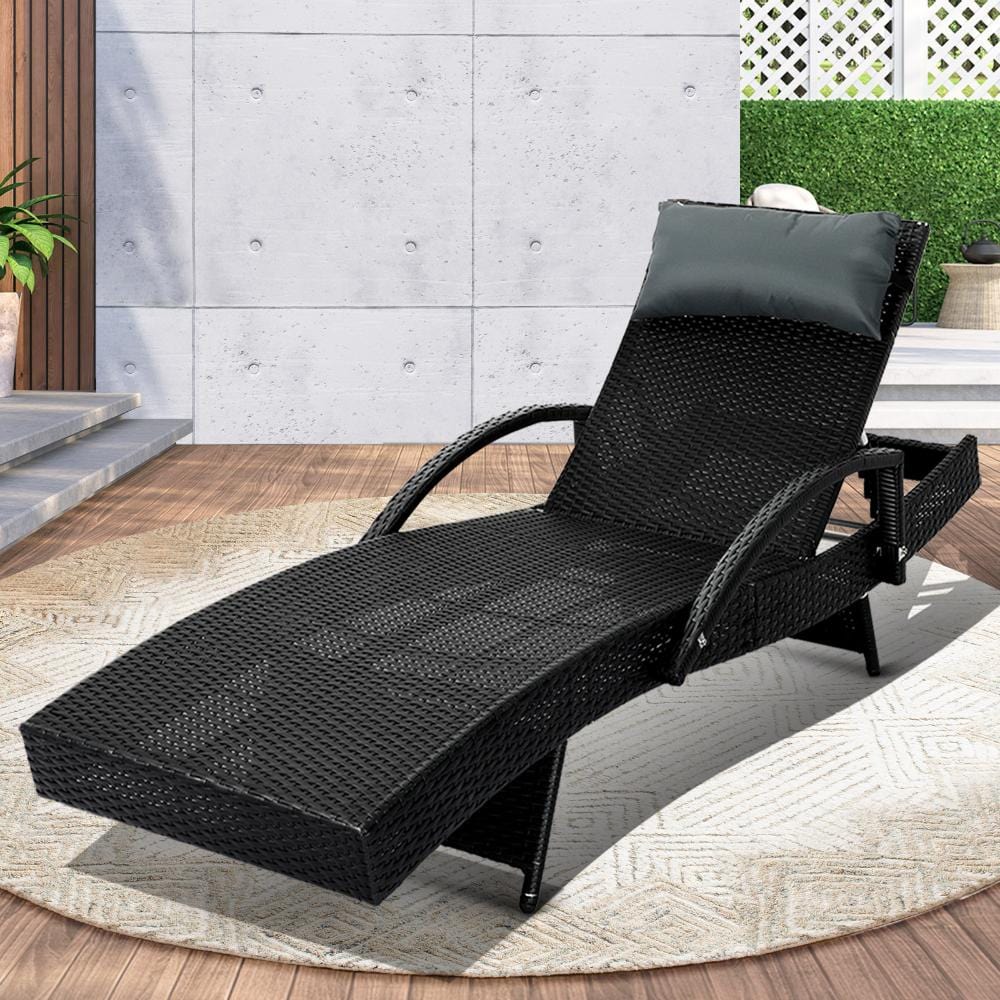 Sun Lounge Wicker Lounger Day Bed Outdoor Setting Patio Furniture Pool ...